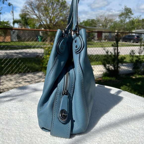 Coach | Bags | Coach Edie 3 Turnlock Blue Pebble Leather Shoulder Bag ...